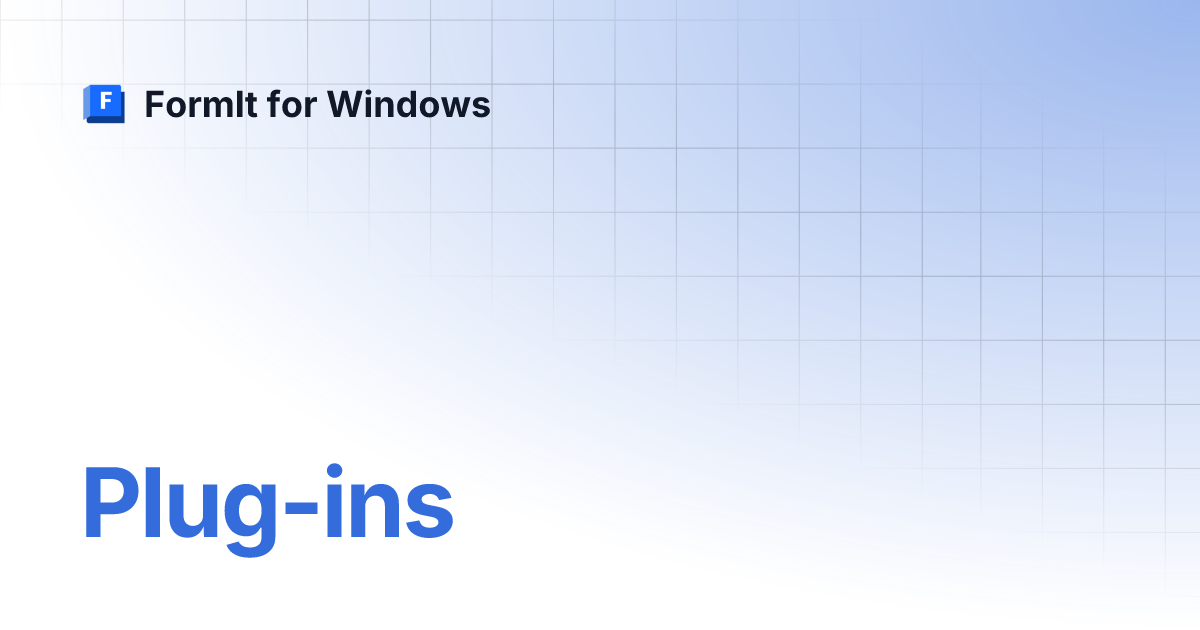 Plug-ins | FormIt for Windows
