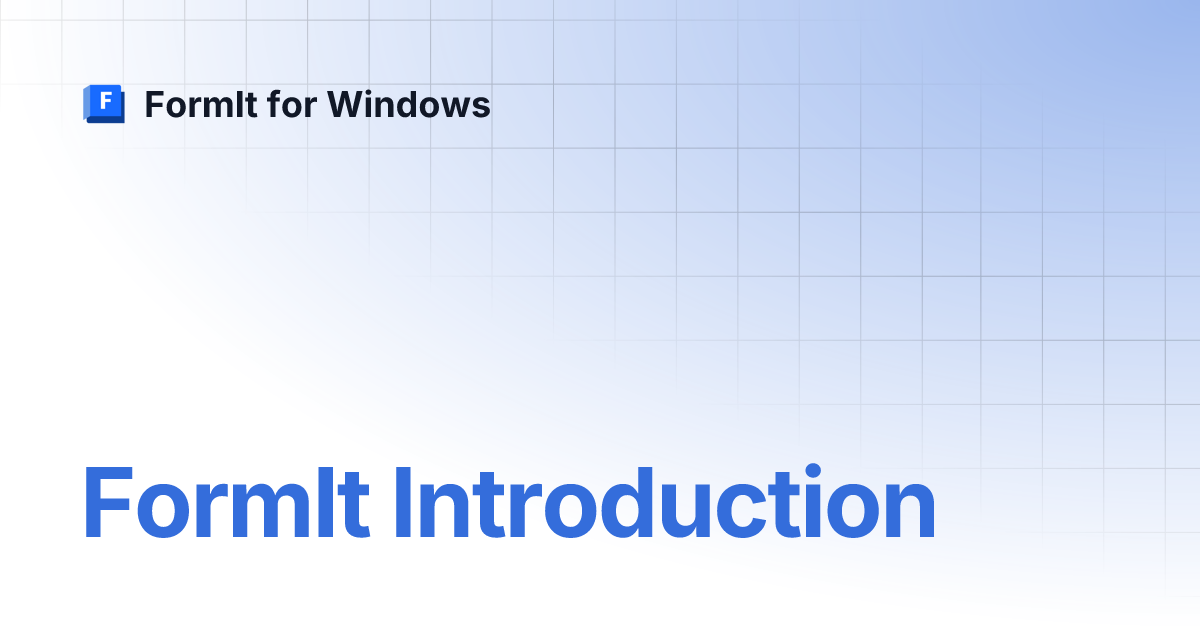 FormIt Introduction | FormIt for Windows