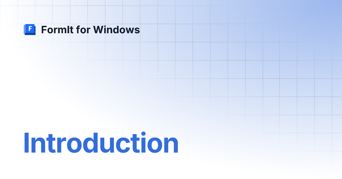 Introduction | FormIt for Windows