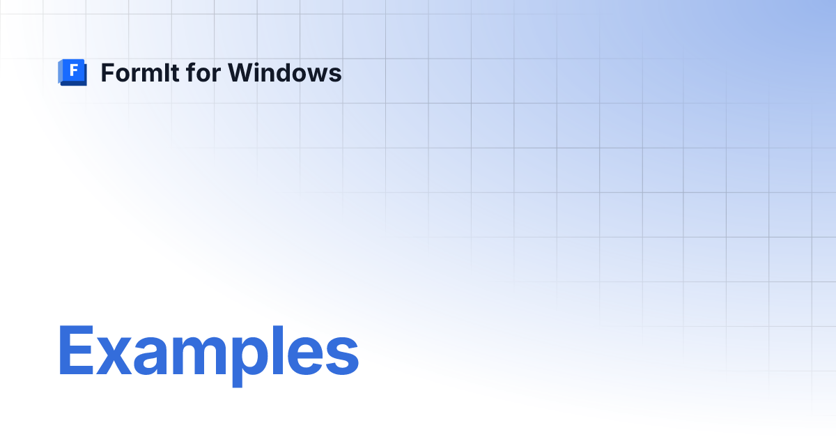 Examples | FormIt for Windows